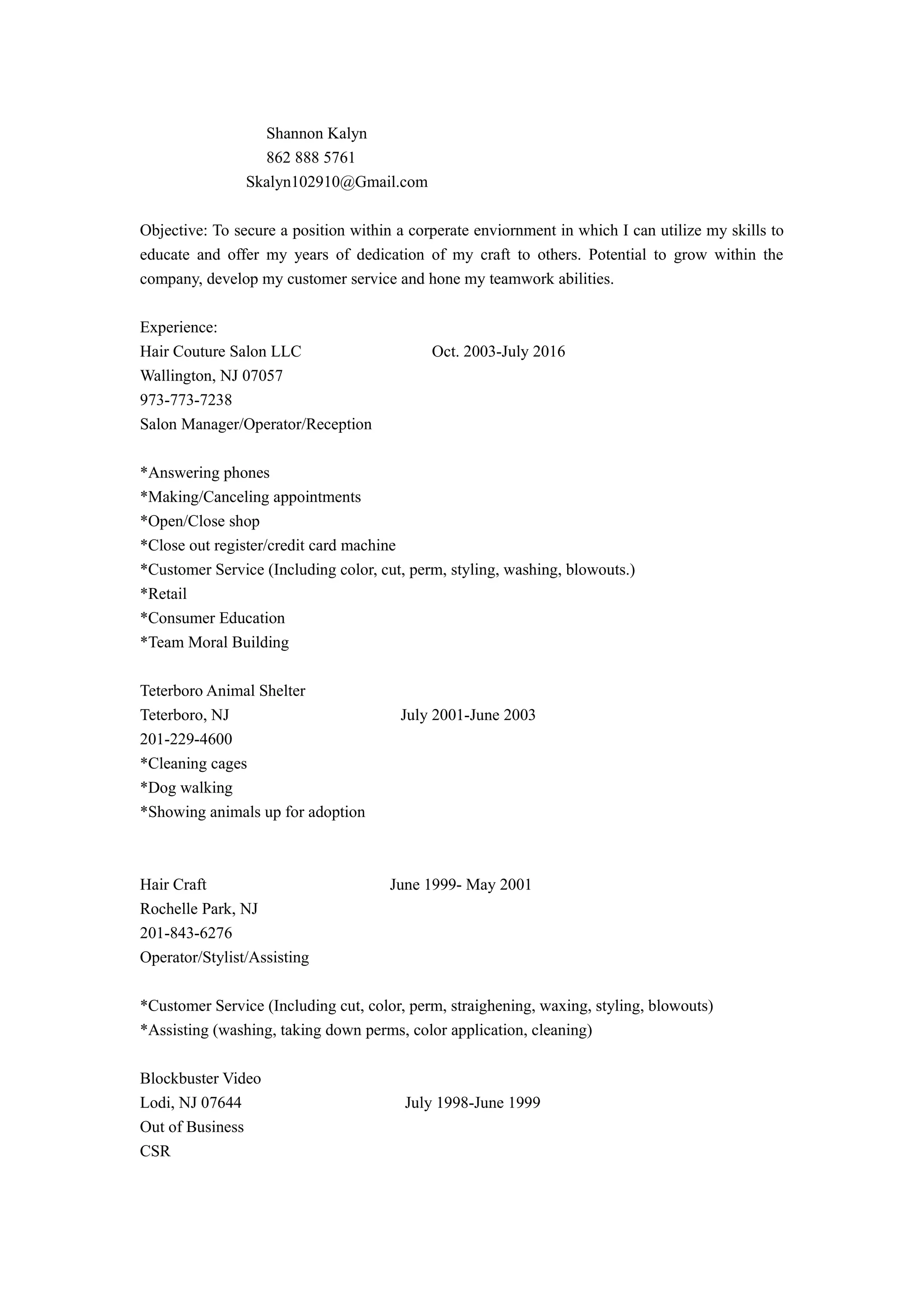 Shannons Resume (1) | DOC