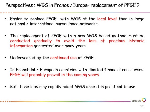 Whole Genome Sequencing (WGS) for food safety management in France ...