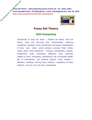 Fuzzy Set Theory and Classical Set Theory (Soft Computing) | PDF
