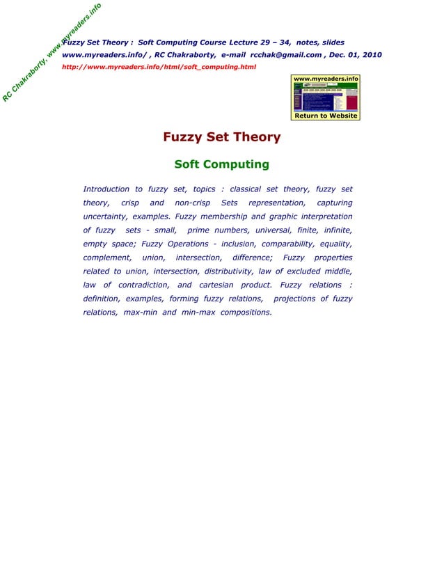 Fuzzy Set Theory and Classical Set Theory (Soft Computing) | PDF | Programming Languages | Computing