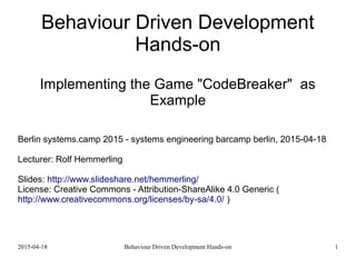 Behaviour Driven Development Hands-on | PPT
