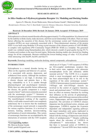 In Silico Studies on 5-Hydroxytryptamine Receptor 1A: Modeling and Docking Studies | PDF