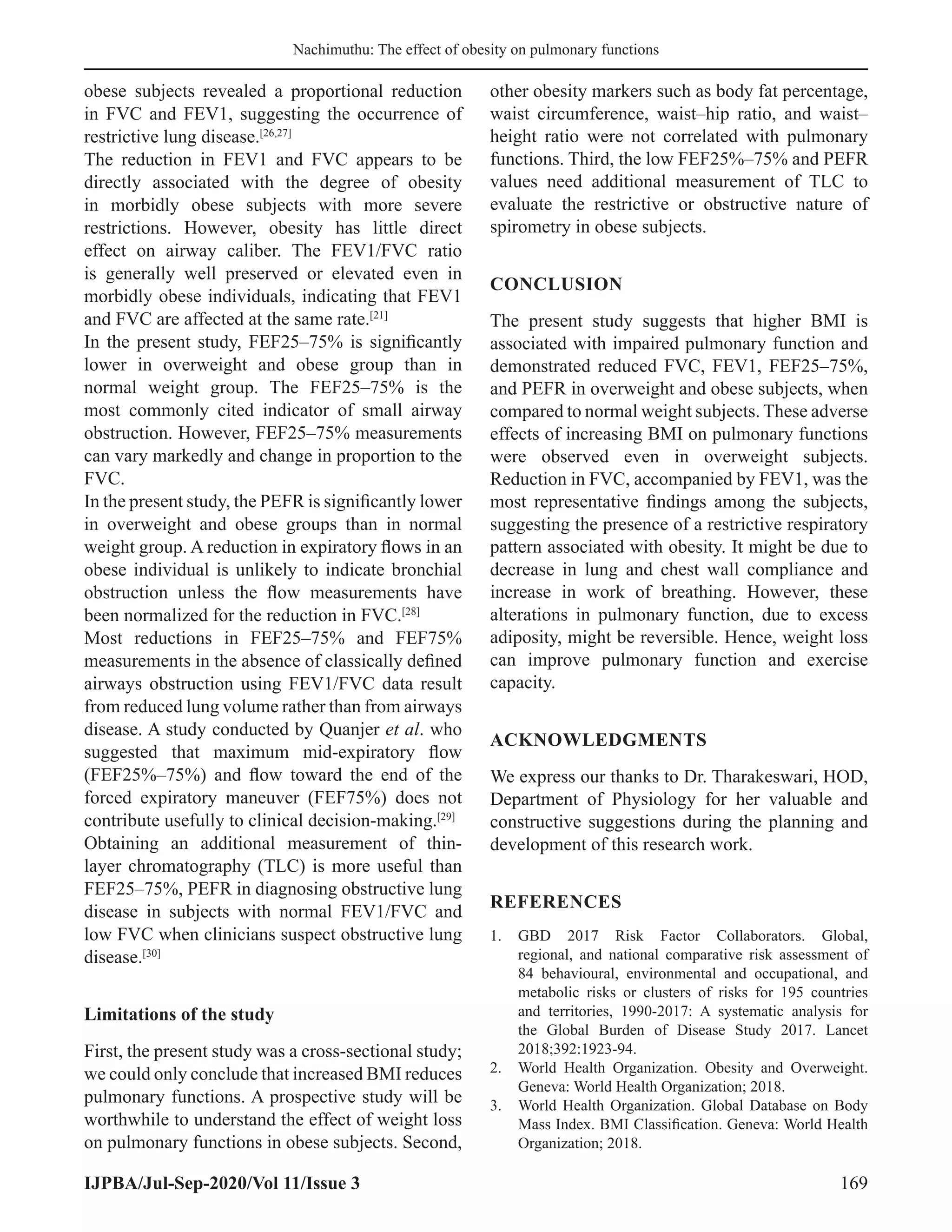 The Effect of Obesity on Pulmonary Function among Healthy Non-smoking ...