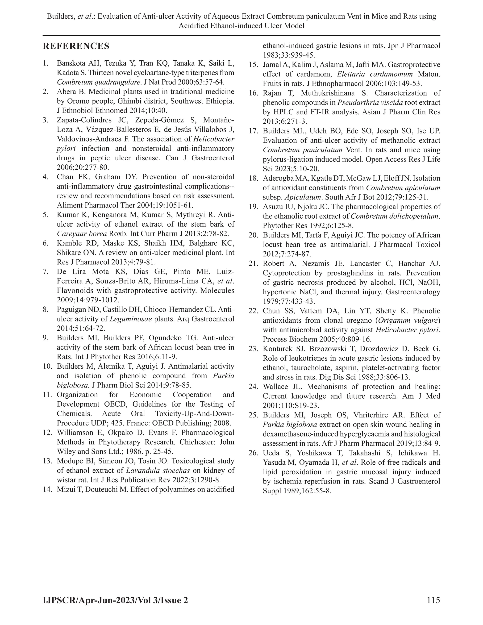 Evaluation of Anti-ulcer Activity of Aqueous Extract Combretum ...