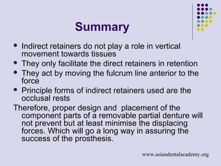 indirect retainers for Removable Partial Dentures | PPT | Dental Health ...
