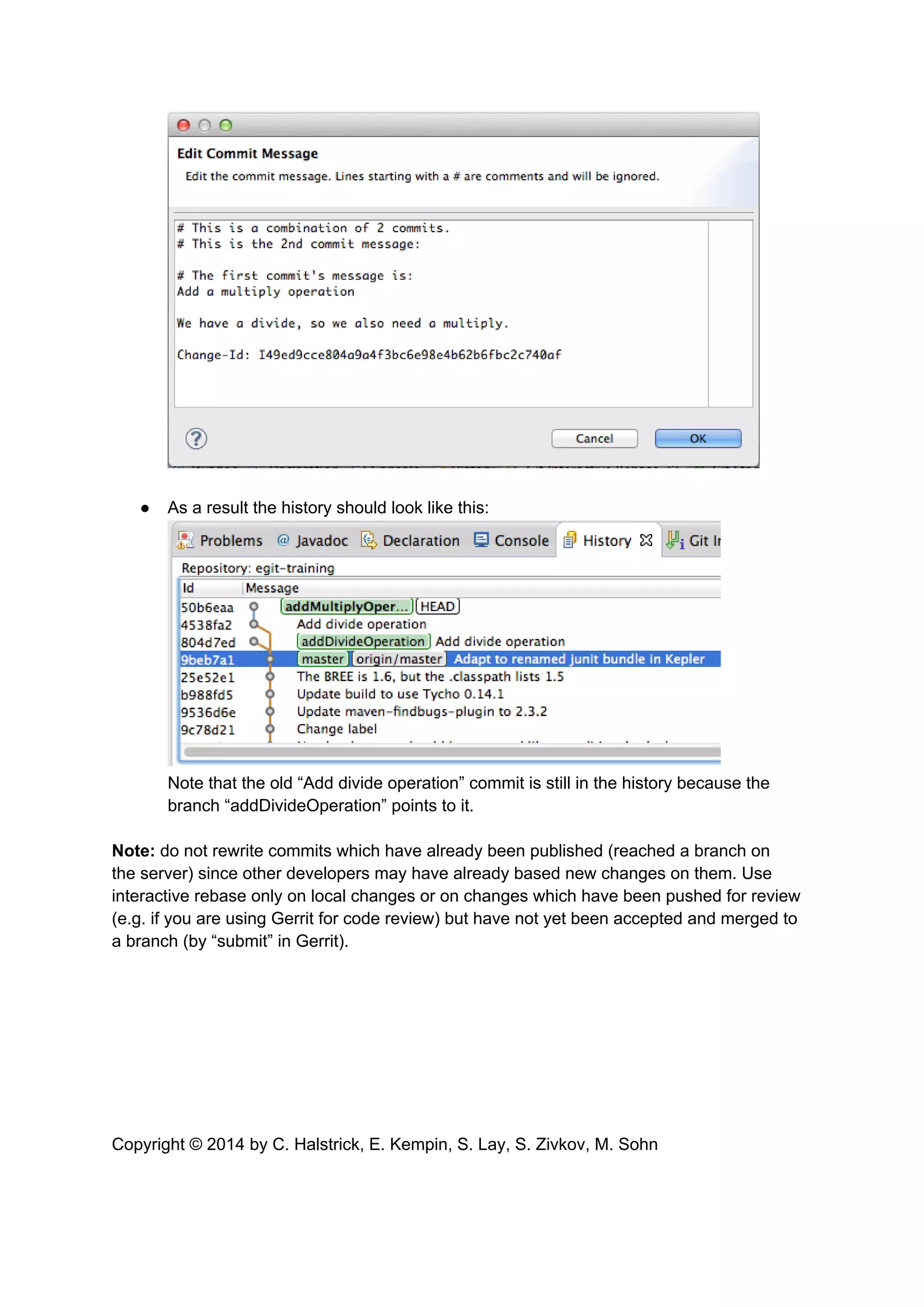 Git Tutorial EclipseCon France 2014 - Git Exercise 06 - interactive rebase | PDF