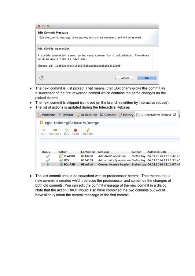 Git Tutorial EclipseCon France 2014 - Git Exercise 06 - interactive rebase | PDF