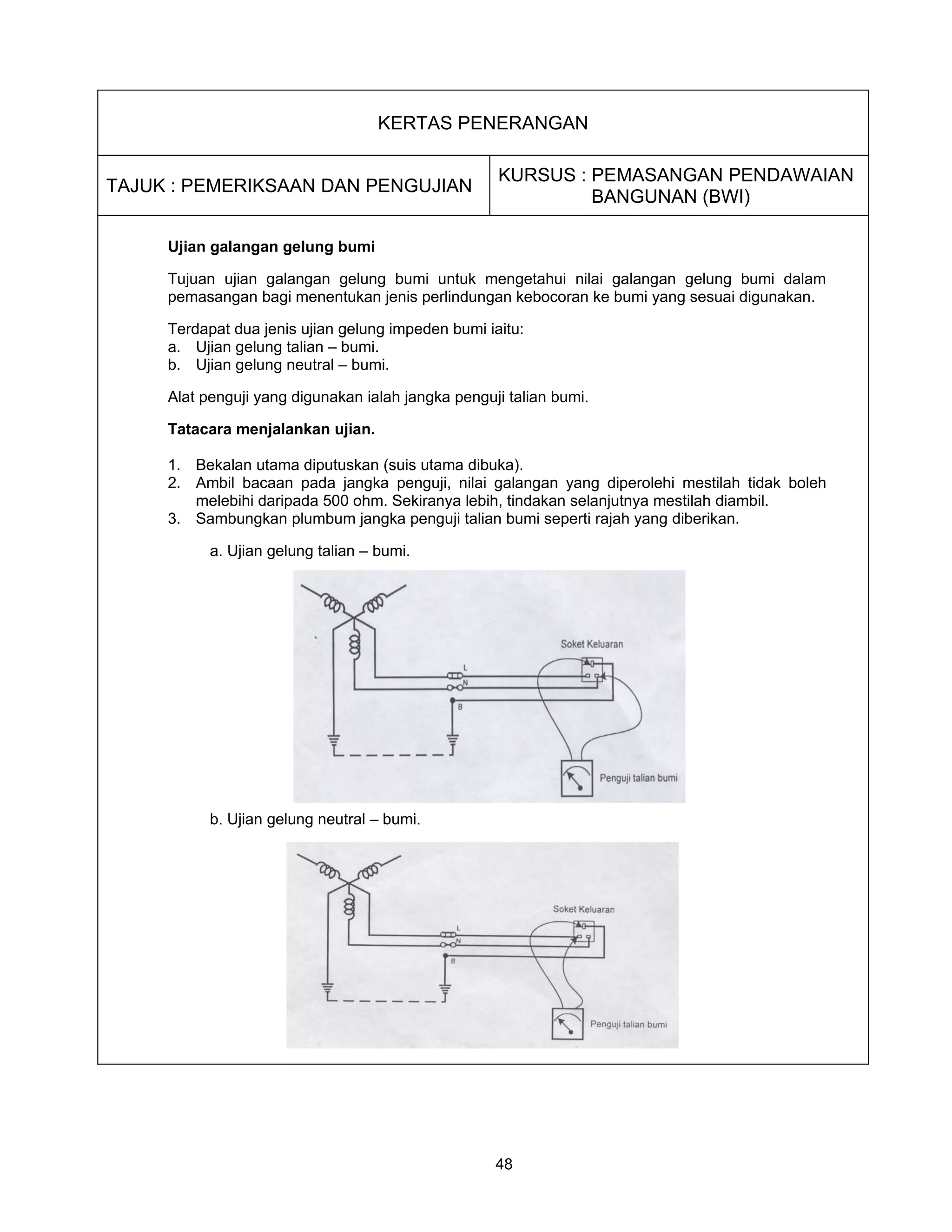 Penerangan ujian galang gelung bumi | DOC