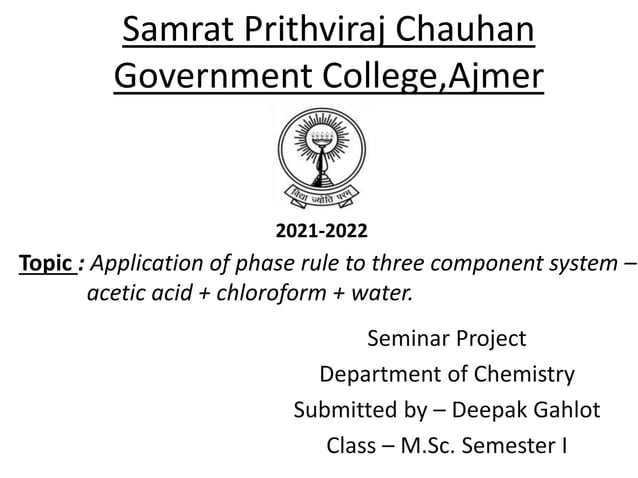 Phase Rule in three component system | PPTX | Chemistry | Science