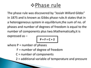 Phase Rule in three component system | PPTX