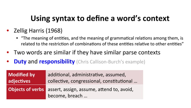 Lecture: Vector Semantics (aka Distributional Semantics) | PPT