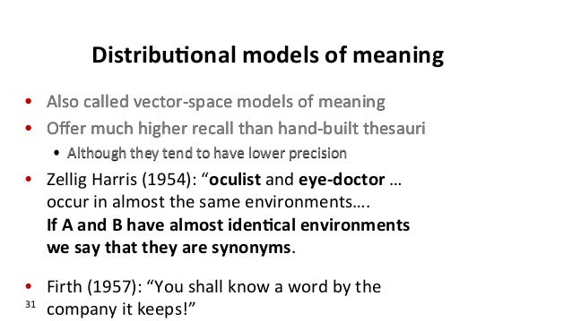 Lecture: Vector Semantics (aka Distributional Semantics)