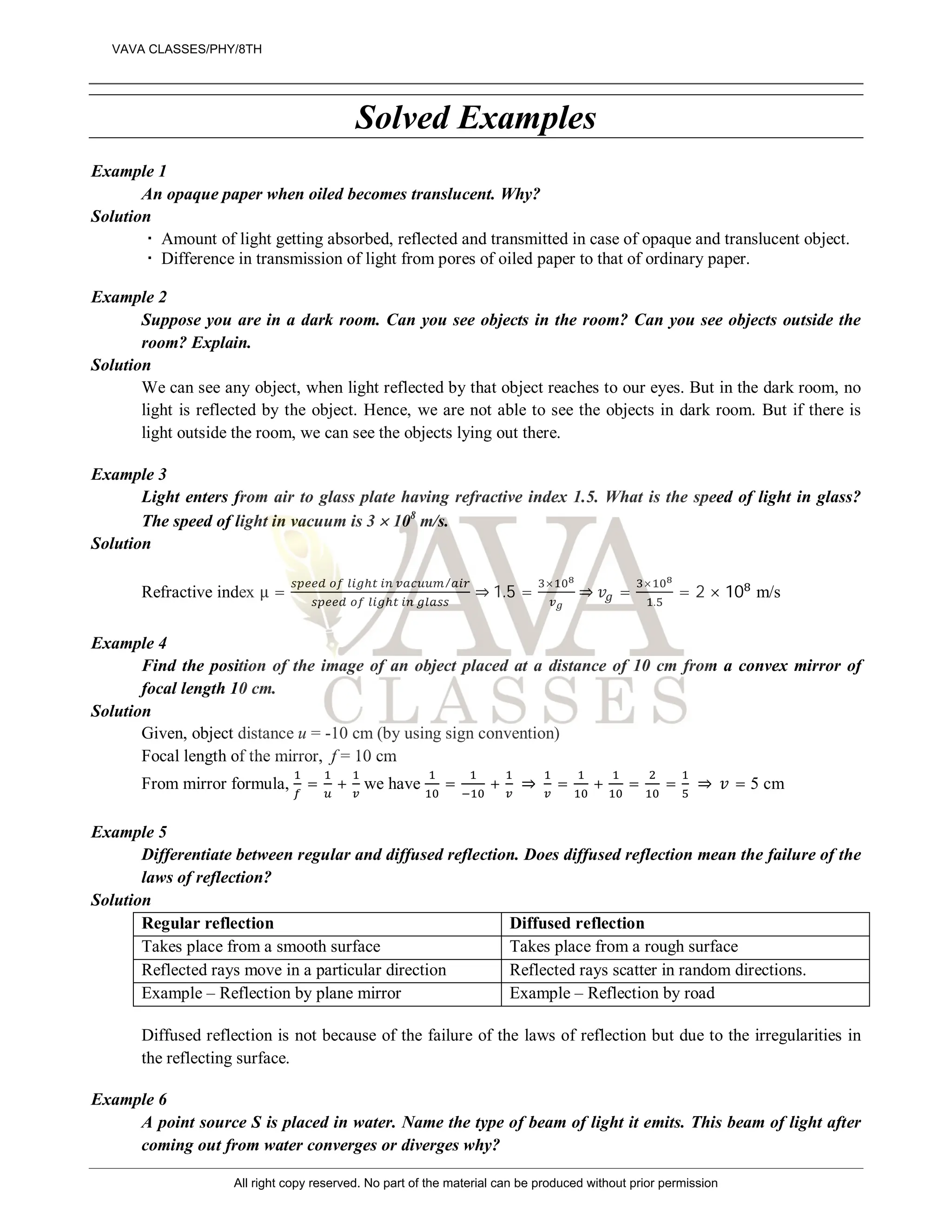 NCERT Class 8 Science Light Free Study Material PDF | PDF