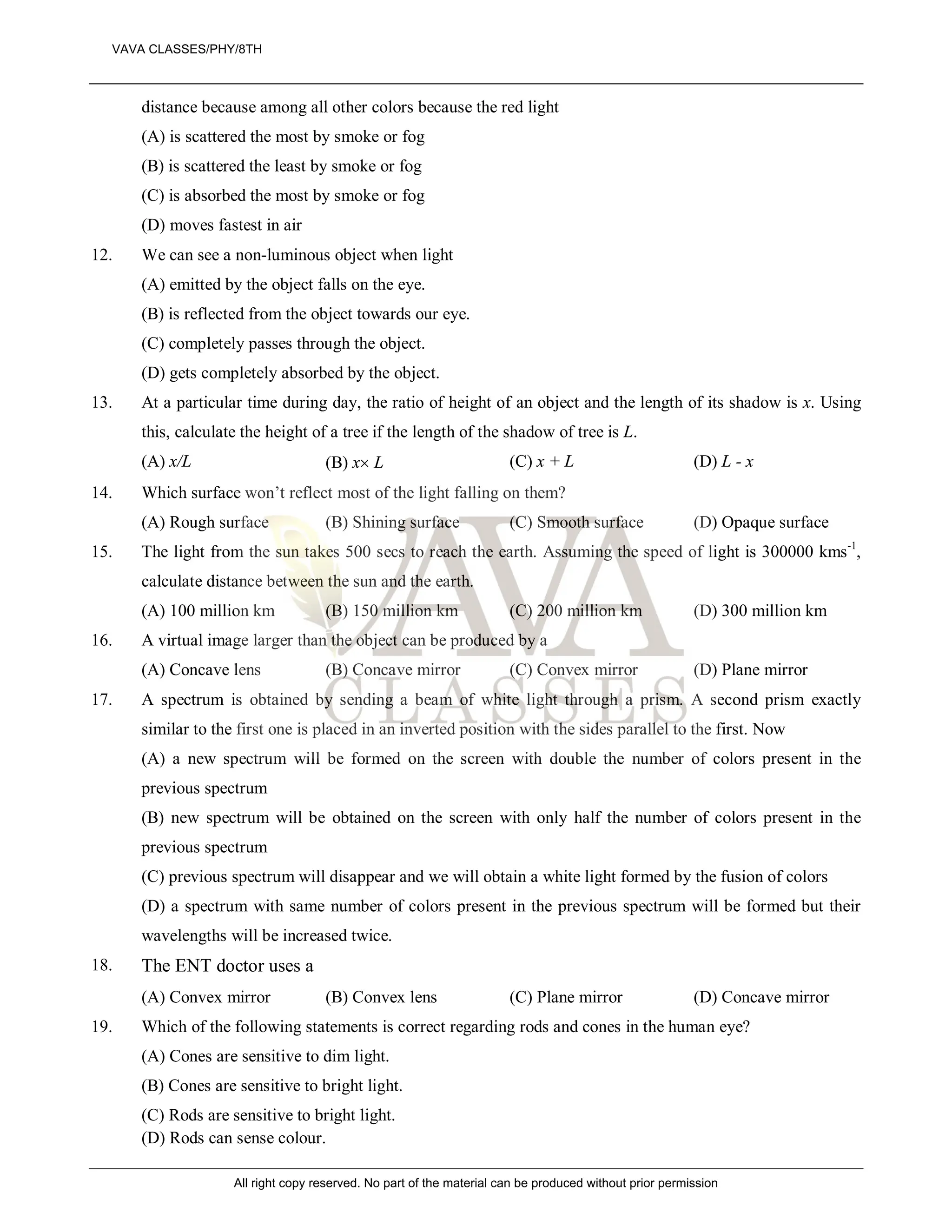 NCERT Class 8 Science Light Free Study Material PDF | PDF