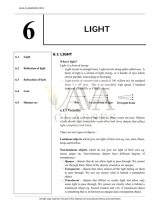 NCERT Class 8 Science Light Free Study Material PDF | PDF