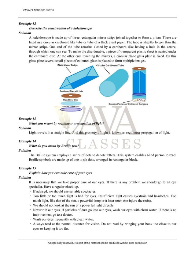 NCERT Class 8 Science Light Free Study Material PDF | PDF | Eye and ...