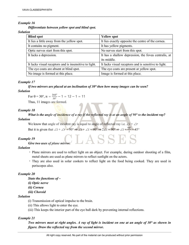NCERT Class 8 Science Light Free Study Material PDF | PDF | Eye and ...