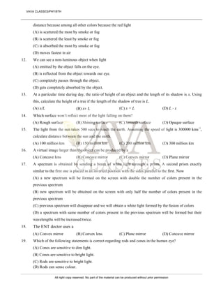 NCERT Class 8 Science Light Free Study Material PDF | PDF