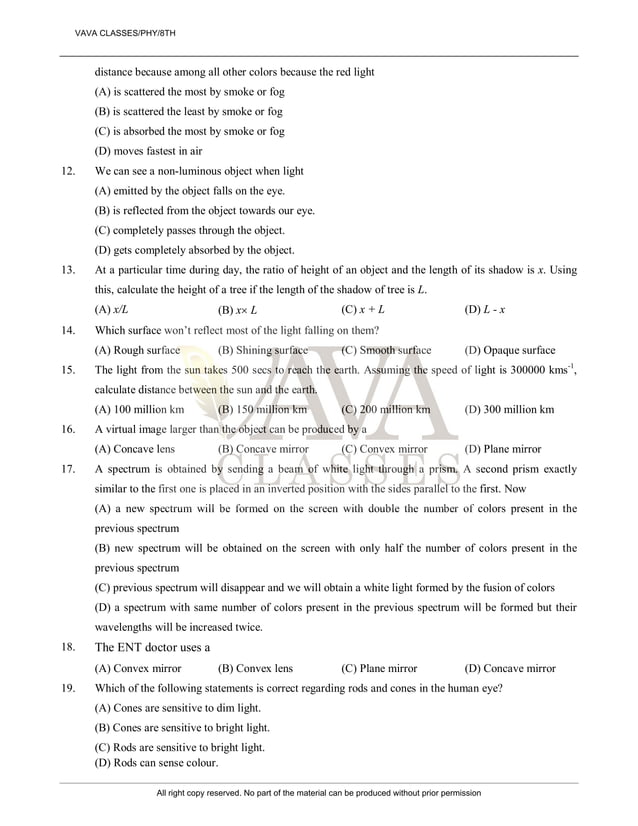 NCERT Class 8 Science Light Free Study Material PDF | PDF | Eye and ...
