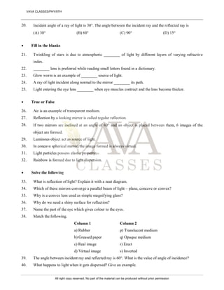 NCERT Class 8 Science Light Free Study Material PDF | PDF