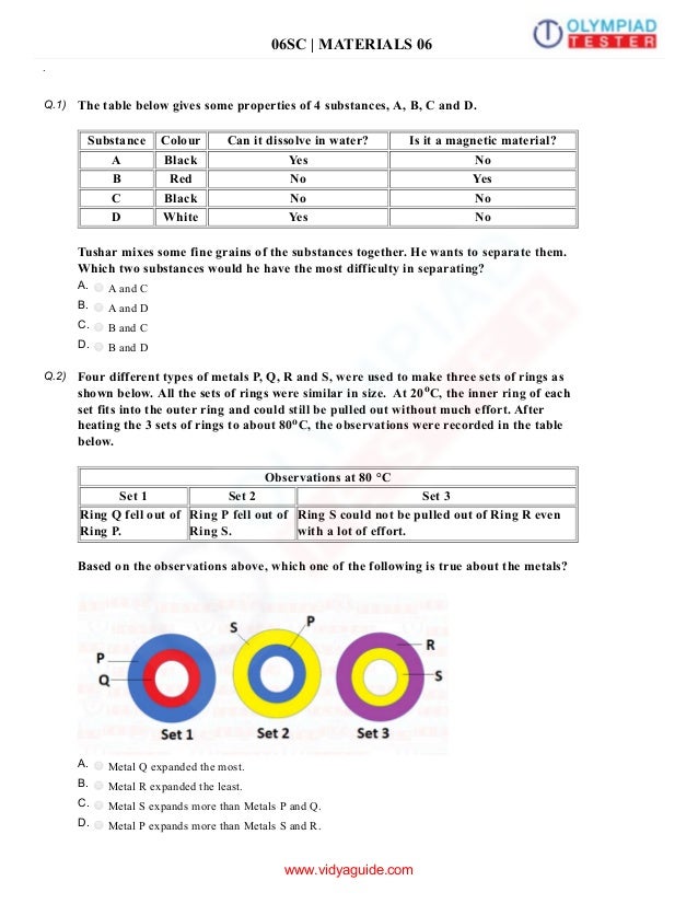 Class 6 Science Olympiad Sample Papers On Sorting And Separation Of M class-6-science-olympiad-sample-papers-on-sorting-and-separation-of-m