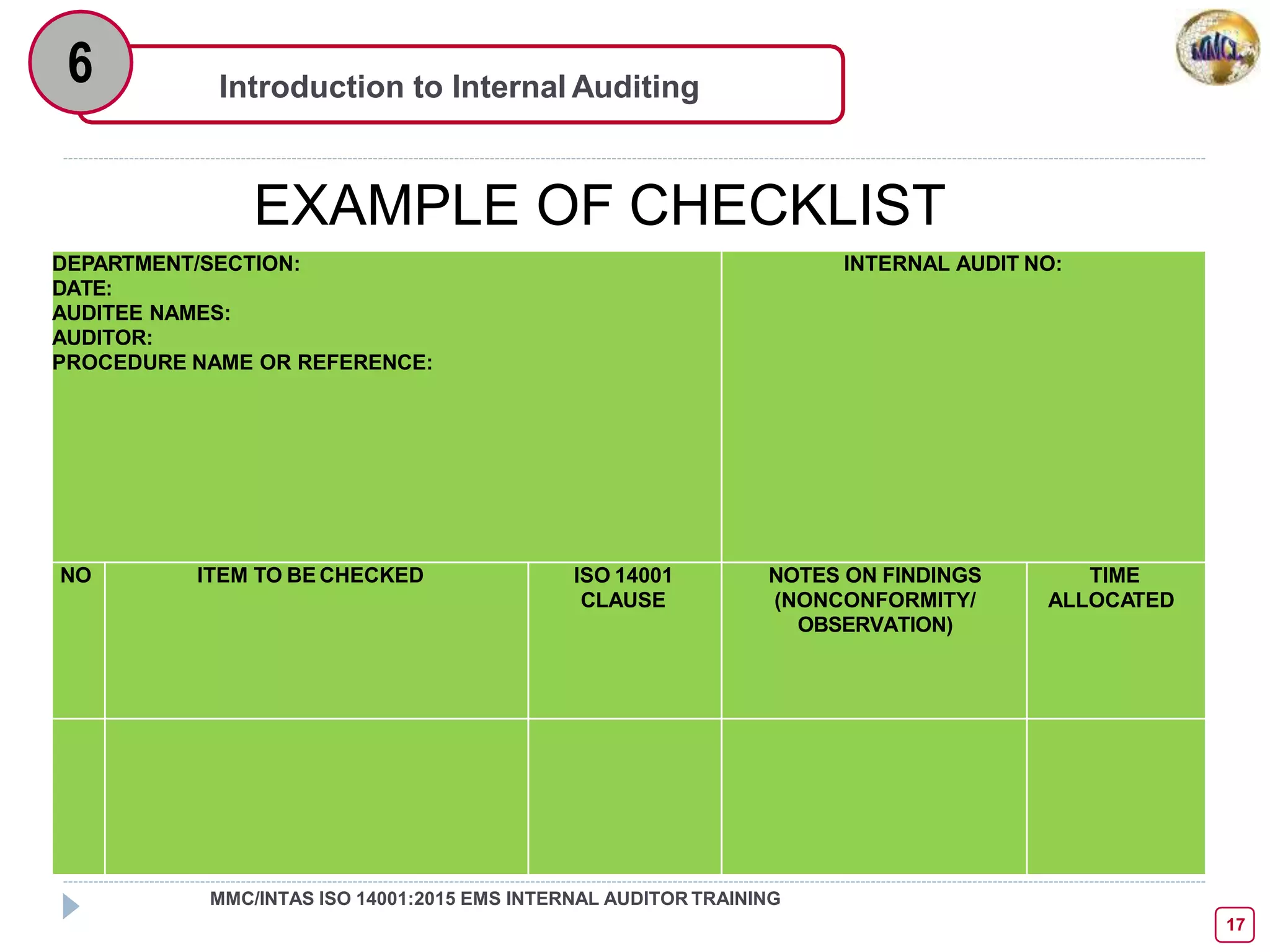 Introduction to EMS Internal Auditing | PPTX