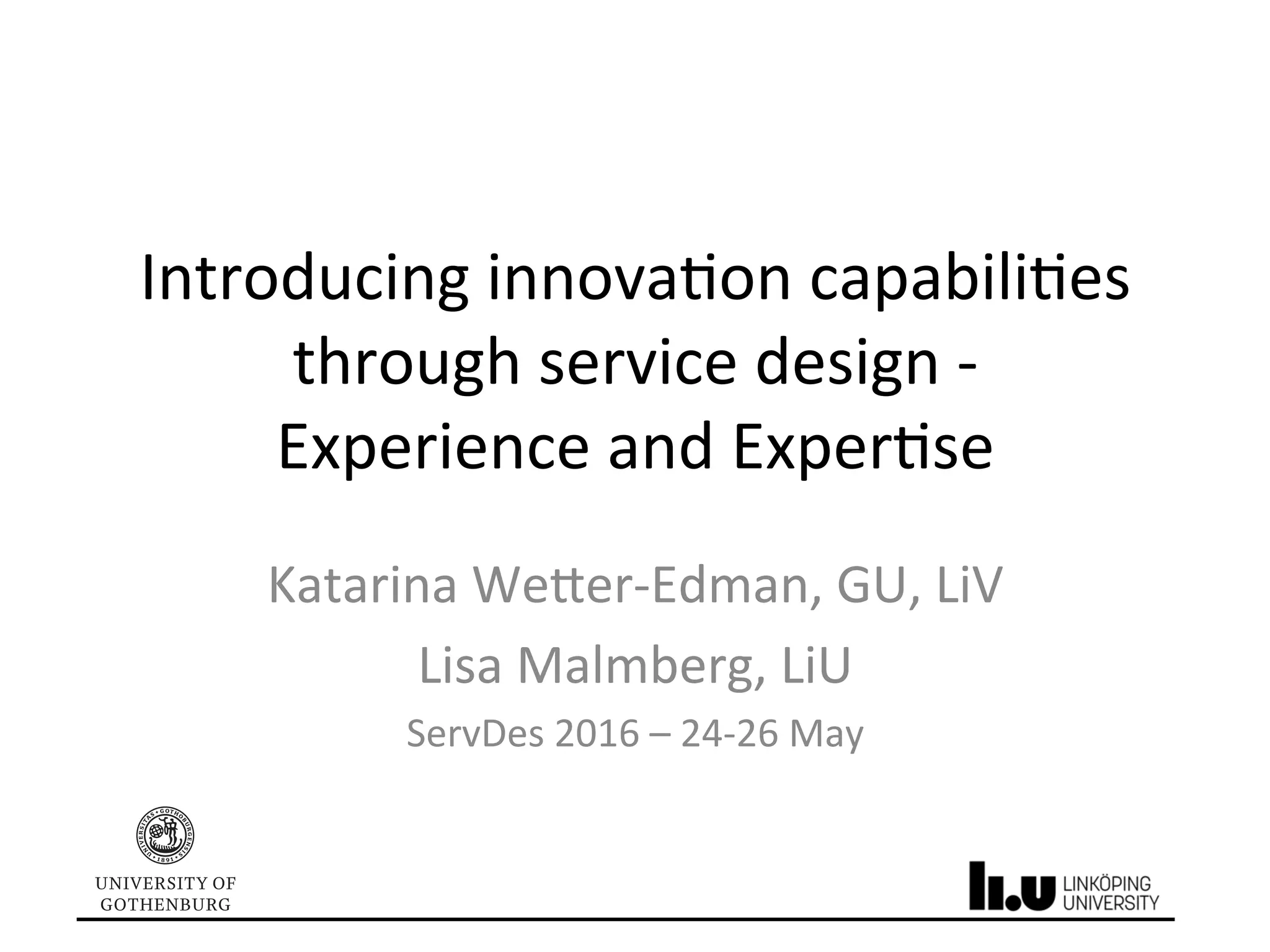 Experience and Expertise: Key Issues for Developing Innovation ...