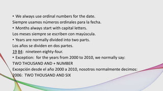 Ordinal Numbers and Dates | PPTX