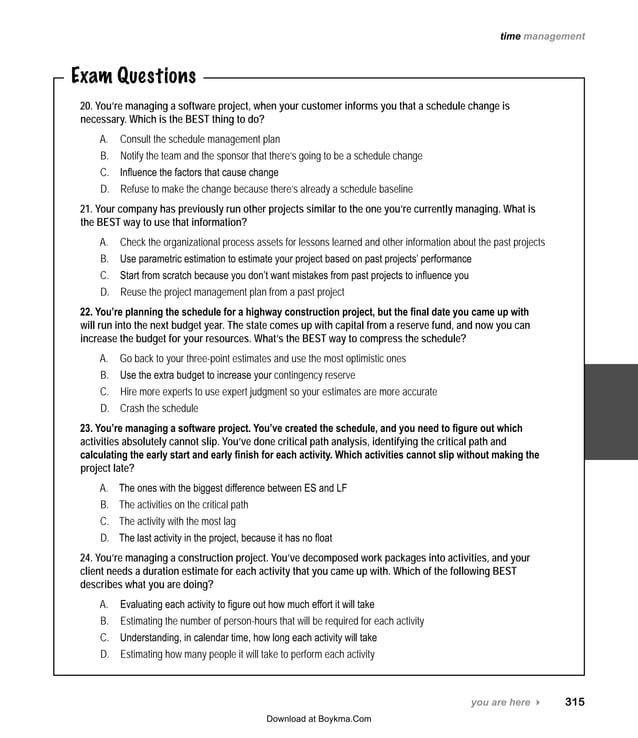 06 pmp time management exam | PDF