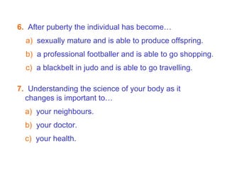 Y8 Humans 06 puberty | PPT