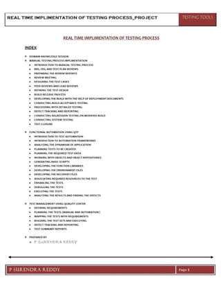 06 real time implimentation of testing process project | PDF