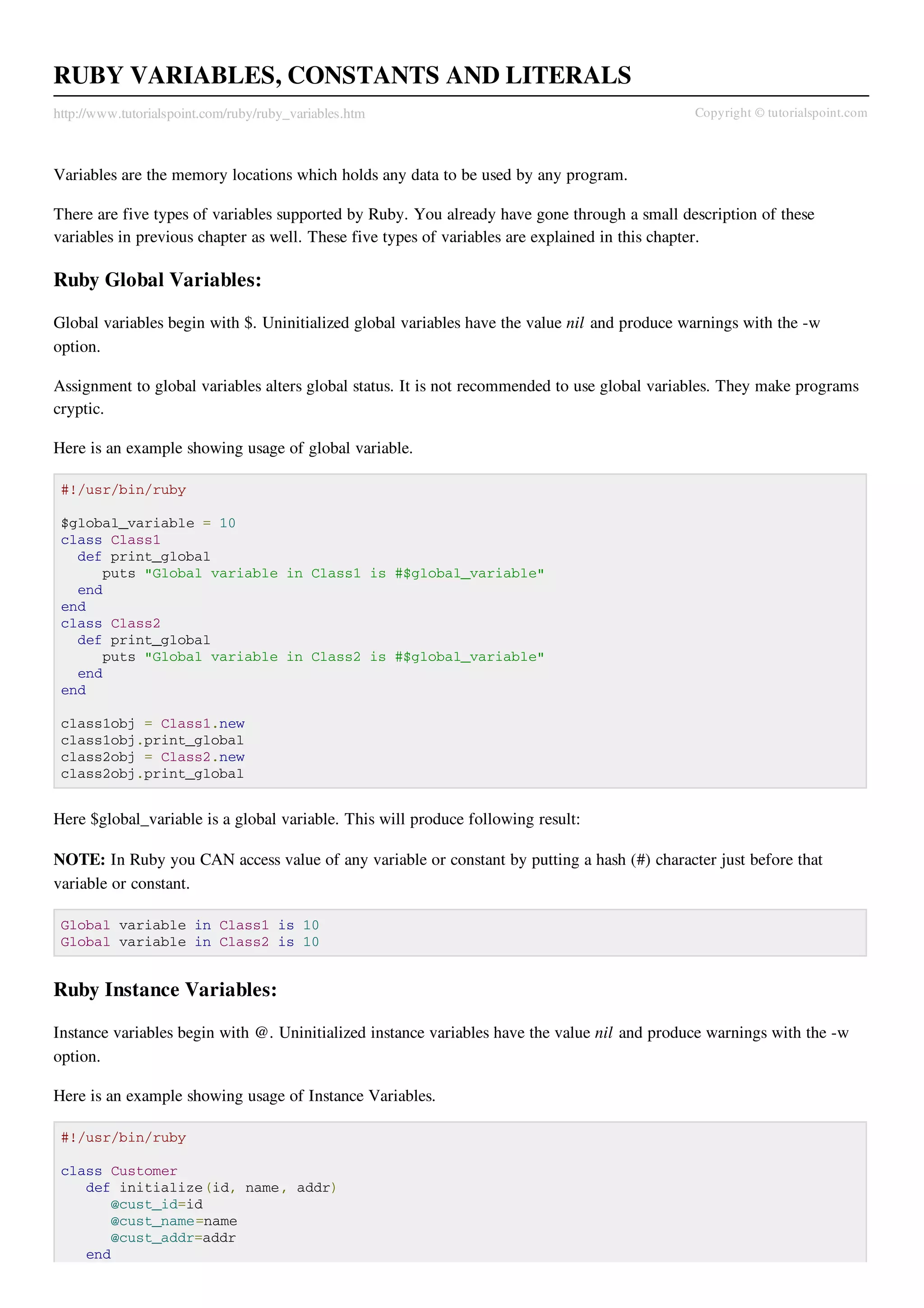 06 ruby variables | PDF