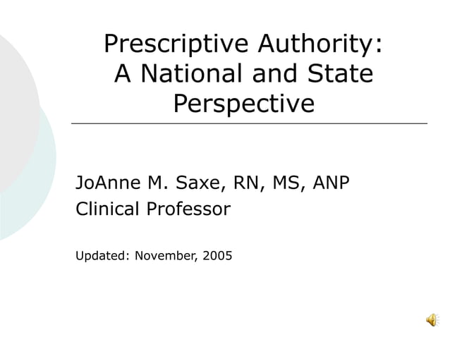 Prescriptive Authority | PPT | Substance Abuse | Diseases and Conditions