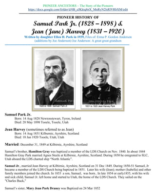 Samuel Park Jr and Jean Harvey Park | PDF