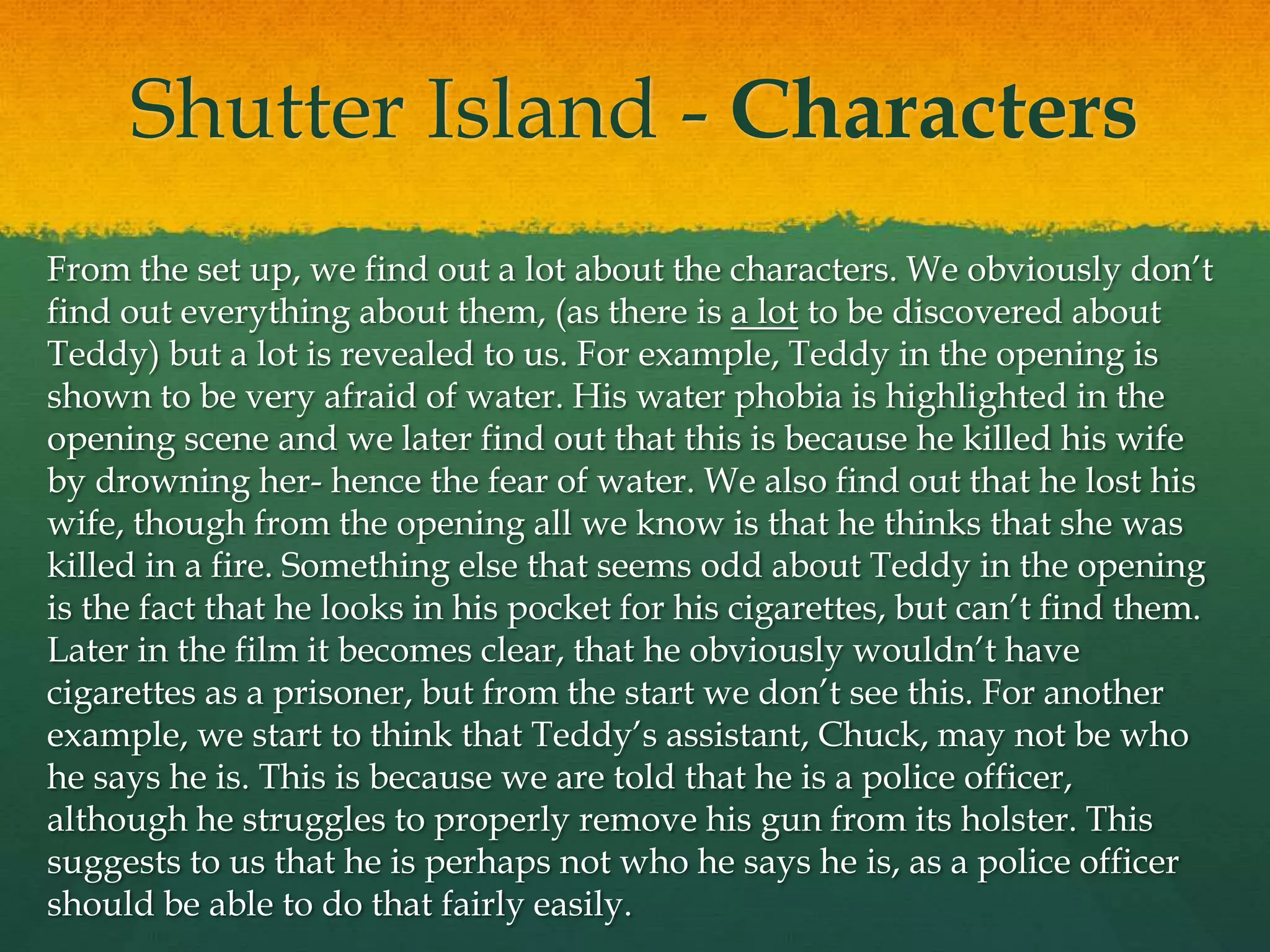 Shutter Island Analysis | PPTX | Movies | Entertainment