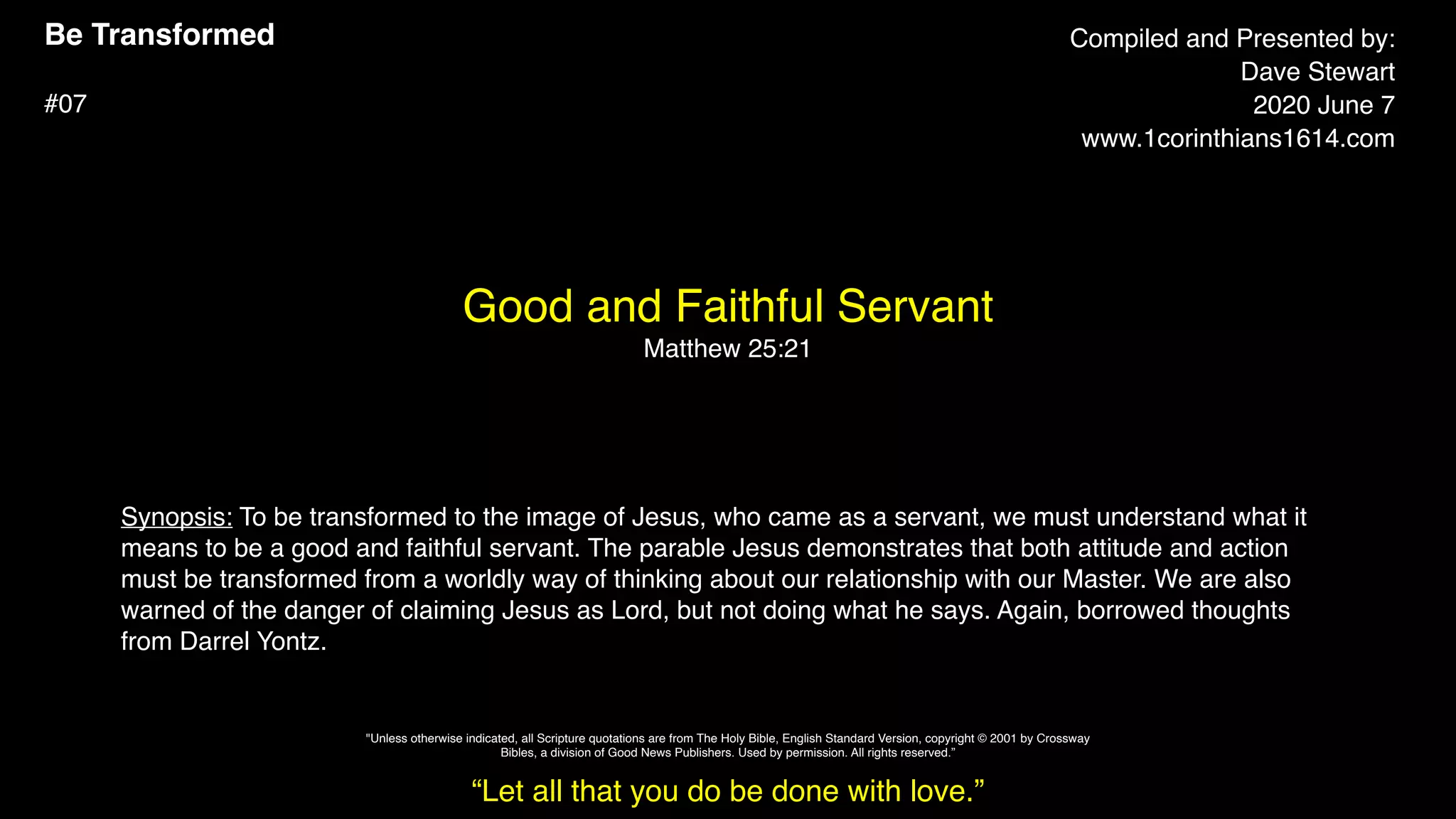 Slaves of God — Well Done, Good and Faithful Servant | PDF