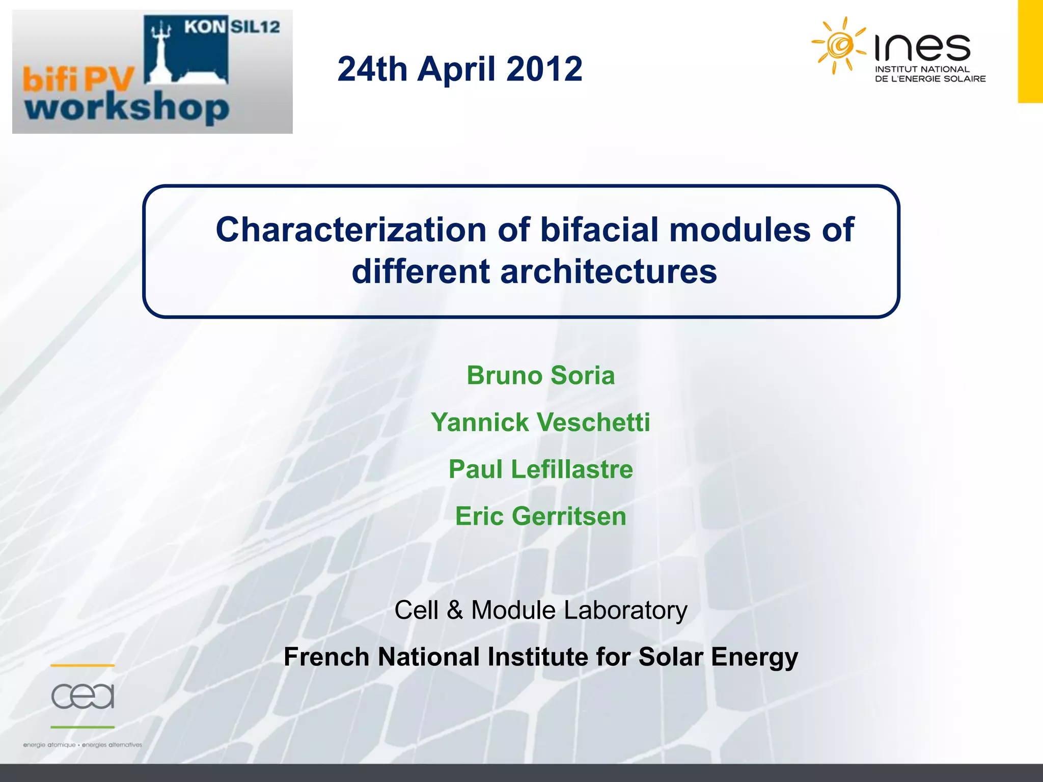 Indoor and outdoor IV characterization of bifacial modules | PDF