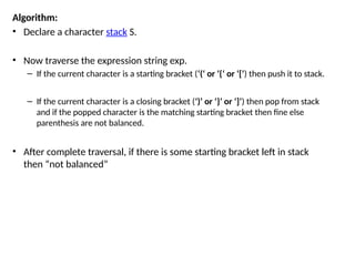 Data Structure ARRAY REPRESENTATION OF STACKS | PPTX
