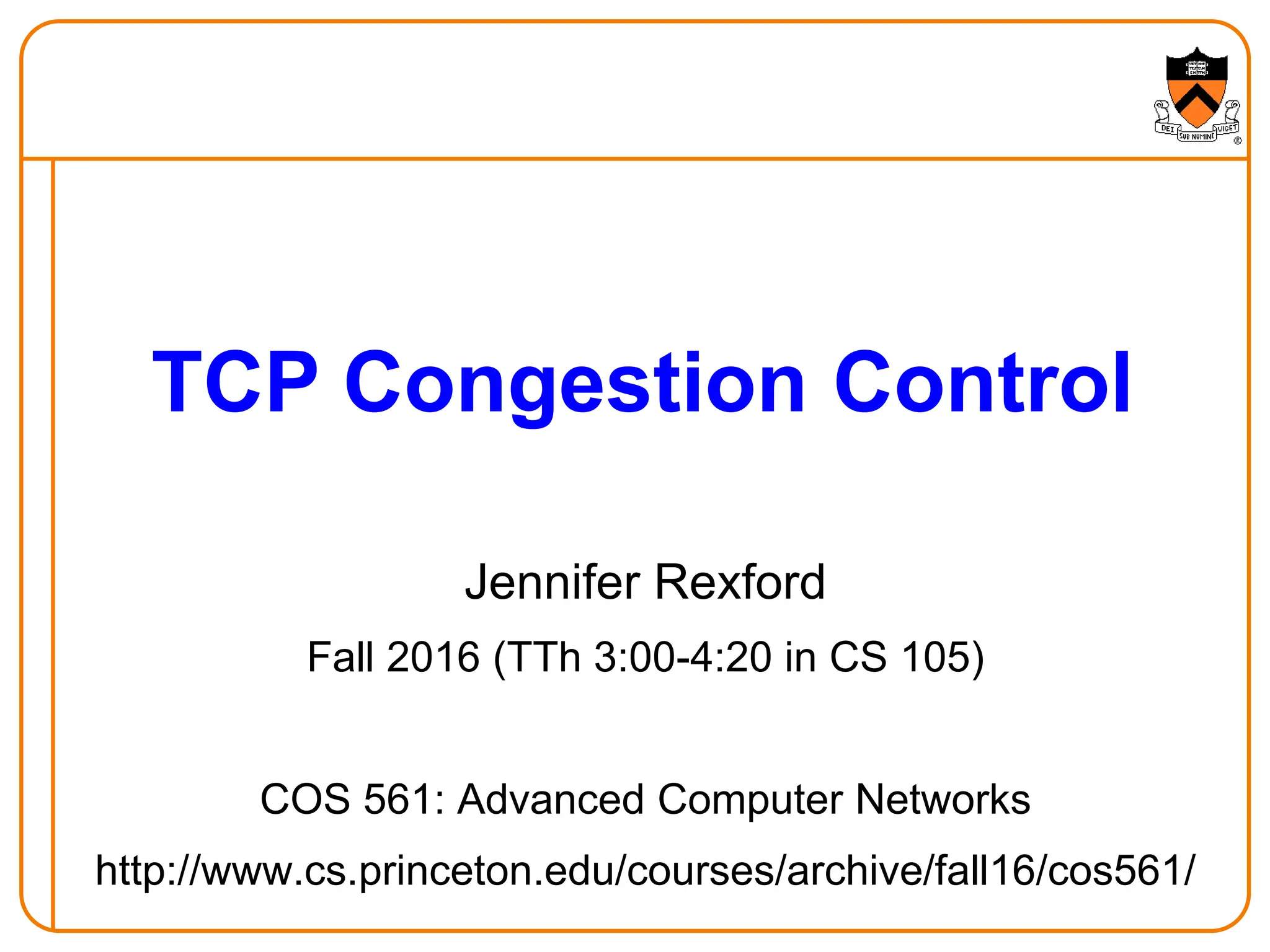 Tcp congestion control topic in high speed network | PPT