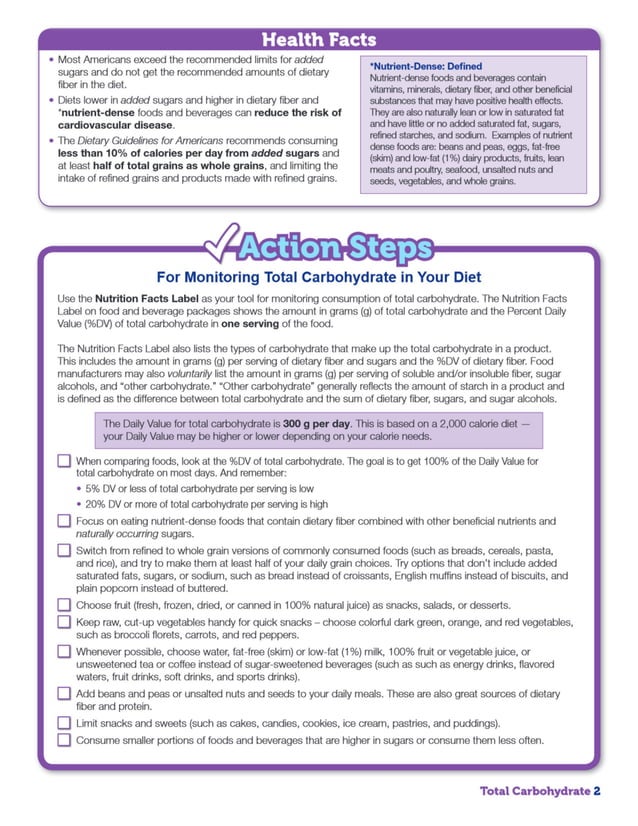 06 total carbohydrate fda chart | PDF