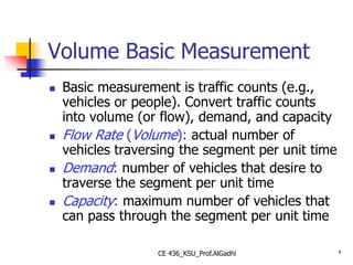 06 Volume Studies and Characteristics (Traffic Engineering هندسة المرور ...