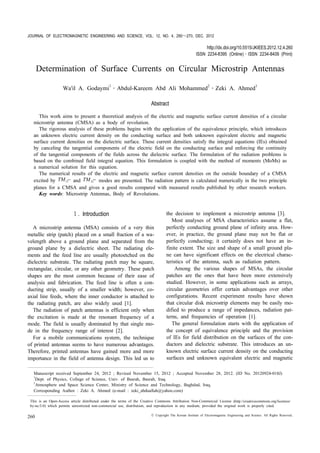 Determination of Surface Currents on Circular Microstrip Antennas | PDF | Physics | Science