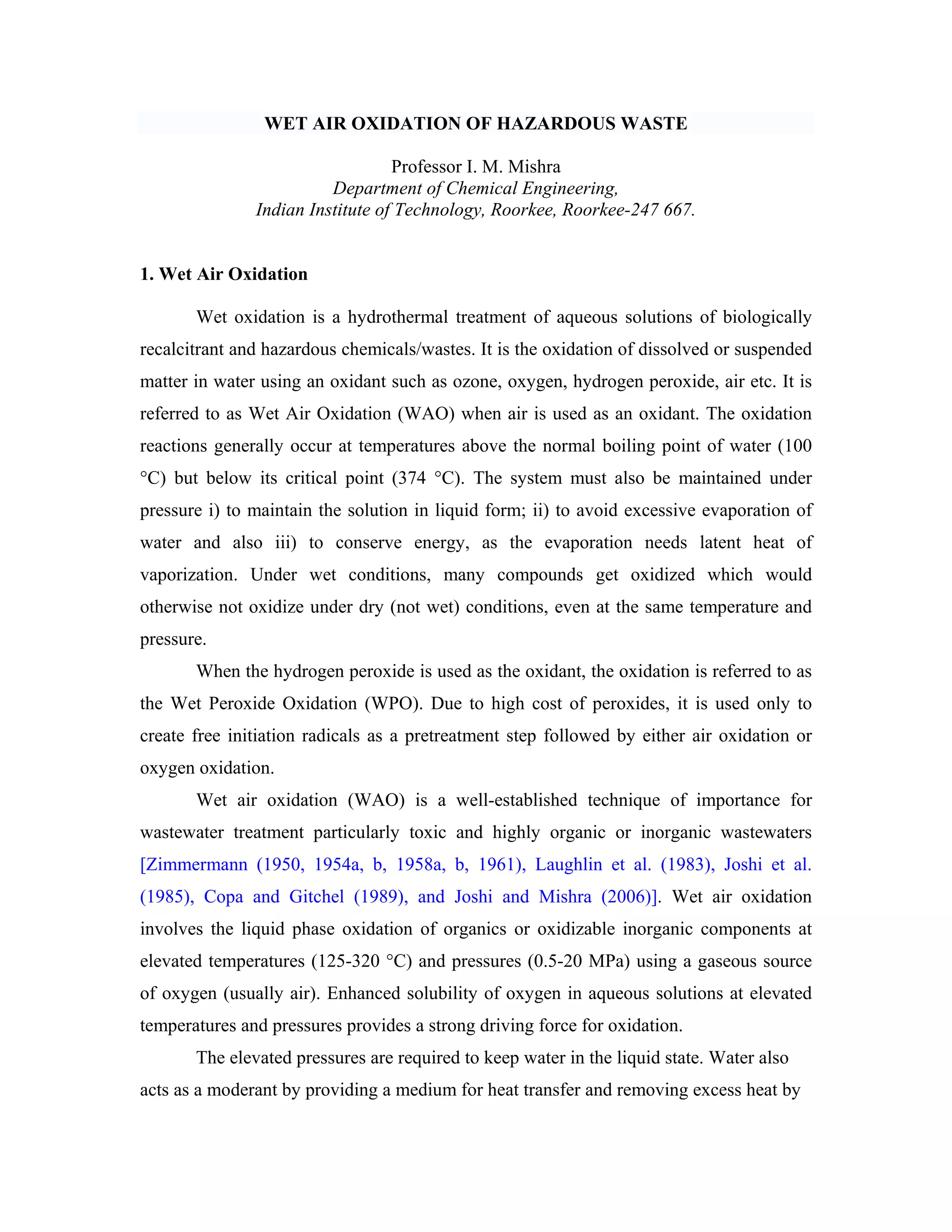 wet air oxidation of hazardous waste | PDF