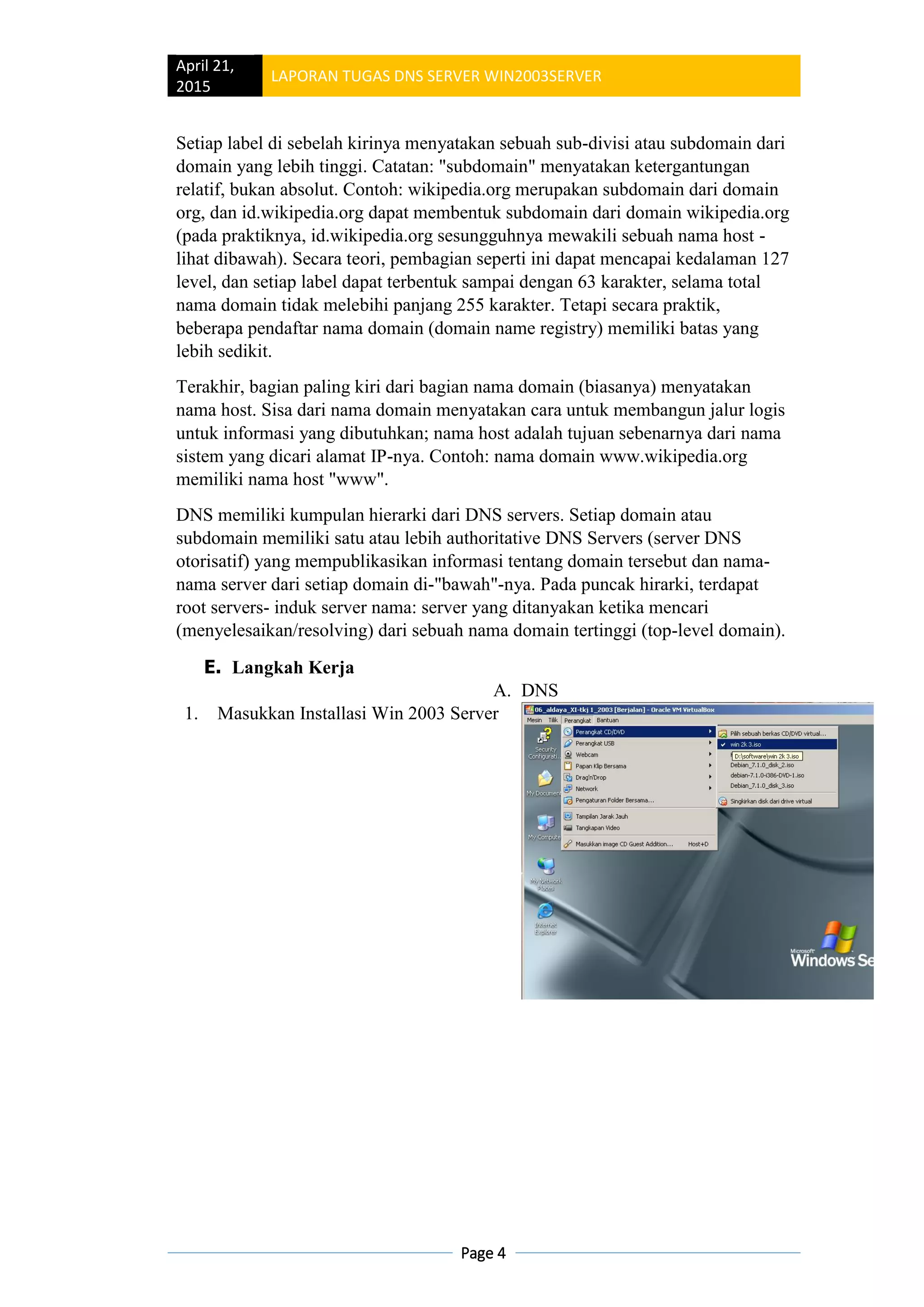 Installasi DNS win 2003 server | PDF