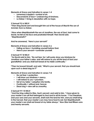 07-01-18, 2 Samuel 9;1-13, David and Mephibosheth, A Picture of God's ...