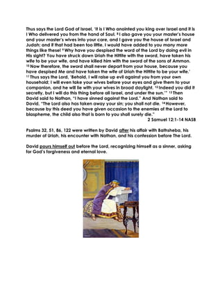 07-08-18, 2 Samuel 12;1-14 & Psalm 51, Benefits of Losing, by Frank ...