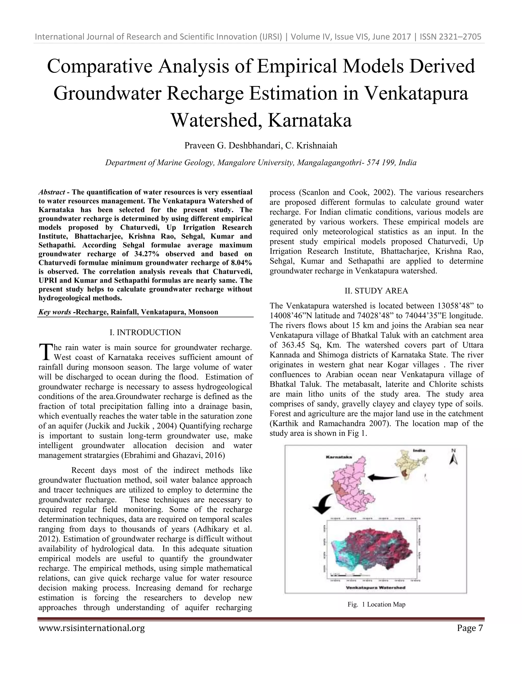 Comparative Analysis of Empirical Models Derived Groundwater Recharge ...
