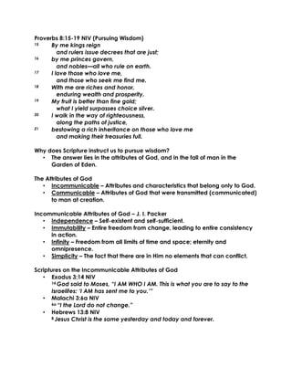 07-12-20, Proverbs 8;6-21, Pursuing Wisdom | PDF