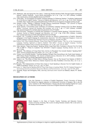 Implementation of chain story techniques to improve english speaking ...