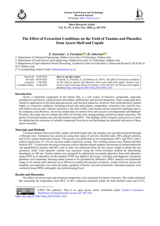 The Effect of Extraction Conditions on the Yield of Tannins and ...